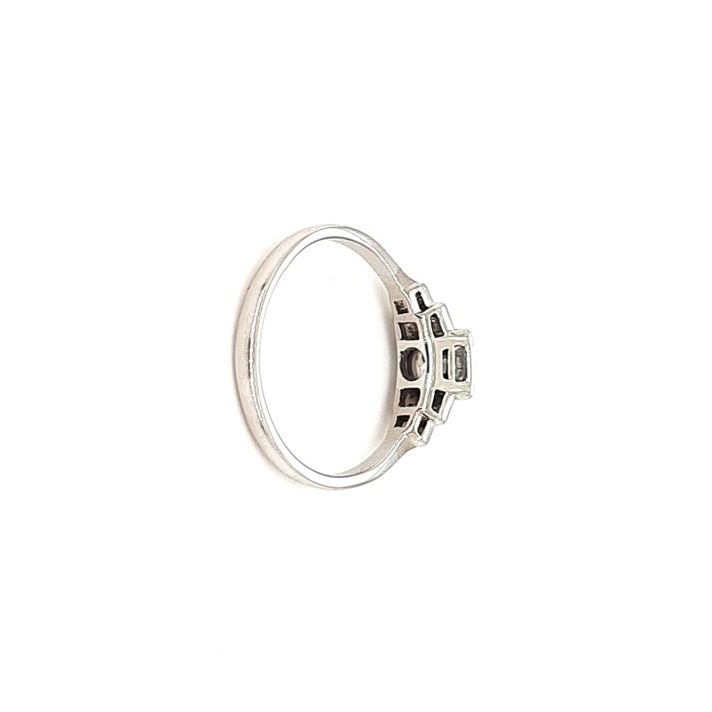 Platinum Art Deco style square set Diamond solitaire ring | Fosters ...