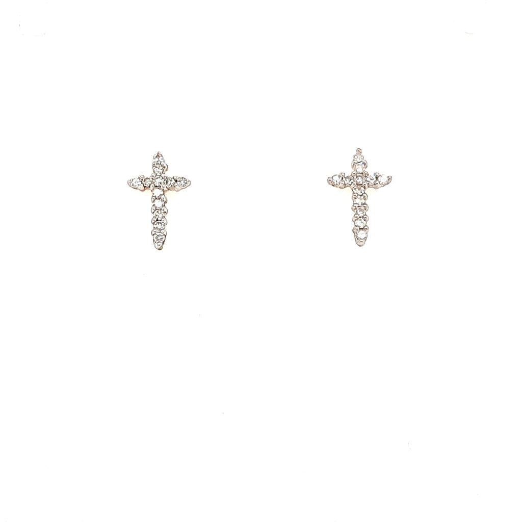 Gold Diamond cross stud earrings | Fosters Jewellers